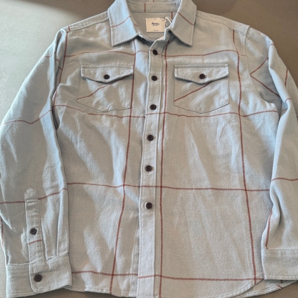 Katin | Shirts | Katin Baby Blue Rust Colored Plaid Buttonup Shirt ...
